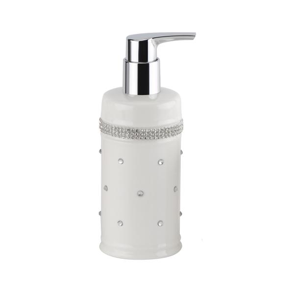 Quality Round shape ceramic bathroom accessories set white color with acrylic decor for sale