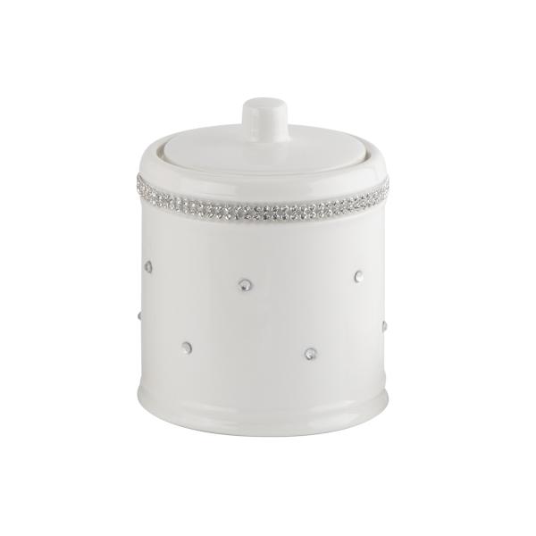 Quality Round shape ceramic bathroom accessories set white color with acrylic decor for sale