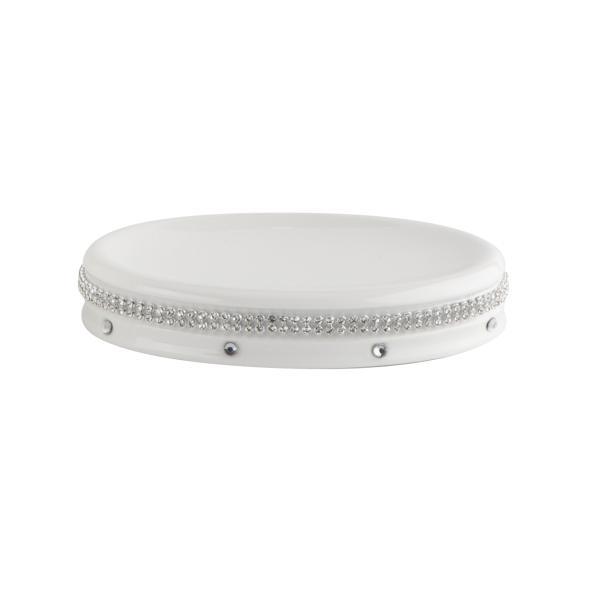 Quality Round shape ceramic bathroom accessories set white color with acrylic decor for sale