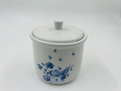 Cina Set di accessori di bagno in ceramica di forma rotonda bianco con stampa adesiva floreale set da bagno per dispenser di sapone di lusso in vendita