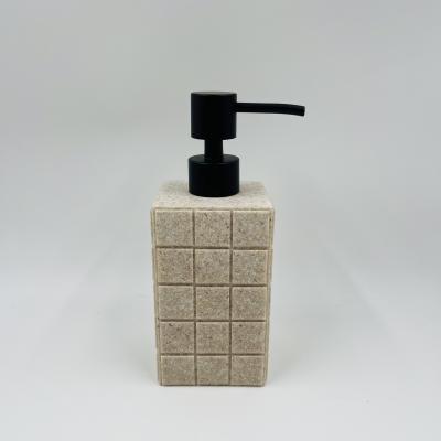 China Sand Stone Bath Accessories Sets Square Shape With Square Box Polyresin Soap Dispenser Toilet Brushes for sale