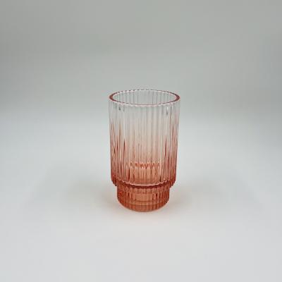 Cina Accessoiri moderni per il bagno in vetro ombre arancione a forma rotonda e a strisce verticali a nastro set di sapone per bagno spazzole igieniche vaschette di sapone per il bagno in vendita