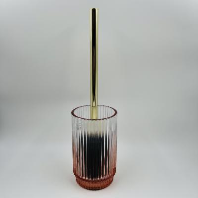 Cina Accessoiri moderni per il bagno in vetro ombre arancione a forma rotonda e a strisce verticali a nastro set di sapone per bagno spazzole igieniche vaschette di sapone per il bagno in vendita