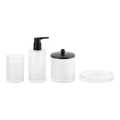 Melkwit glas bad accessoires set ronde met cirkel lijn lotion dispenser moderne set