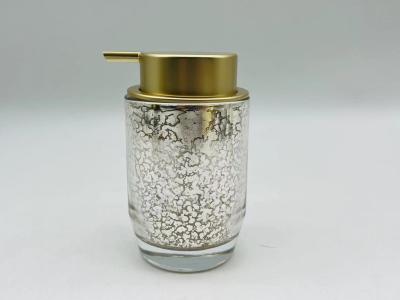 Cina Accessoiri di vetro bagno forma rotonda con mercurio oro lavaggio a mano dispenser sapone vassoio per la doccia in vendita