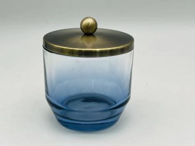 Cina Accessori da bagno in vetro blu Forma rotonda con effetto bolla Dispensatore di lavaggio a mano Sapone per bagno in vendita