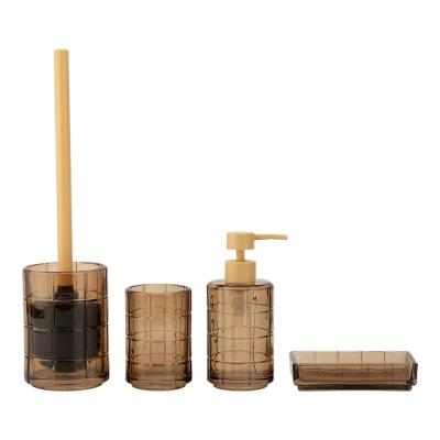 Cina Accessori di bagno in vetro di forma rotonda con scatola quadrata, distributore di lavaggio a mano, accessori da bancone per bagno, spazzolino da bagno in vendita