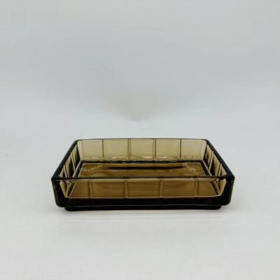 Cina Accessori di bagno in vetro di forma rotonda con scatola quadrata, distributore di lavaggio a mano, accessori da bancone per bagno, spazzolino da bagno in vendita