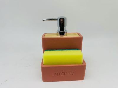 Cina 2N1 Sand Stone Kitchen Utility Caddy con spugna di bambù in tasca anteriore e lettera in incisione in vendita
