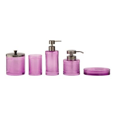 Cina Accessori da bagno in vetro rotondo Set con Dispensatore di sapone in vetro rotondo Dispensatore di lavaggio a mano in vendita