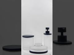 Melkwit glas bad accessoires set ronde met cirkel lijn lotion dispenser moderne set