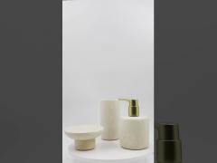4PCS Luxury Nature Marble Bathroom Accessories Set Round Gold Color Lotion Pump Tumbler