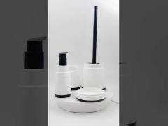 White Polyresin Bathroom Set With Black Pump Head 12 X 2.6cm Soap Tray For Shower