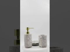 Accesorios de baño de mármol 4pcs Con un dispensador de jabón de forma redonda gris marrón