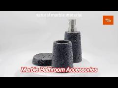 Zwarte travertijnmarmer badkamer accessoires stelt kegelvormige vorm