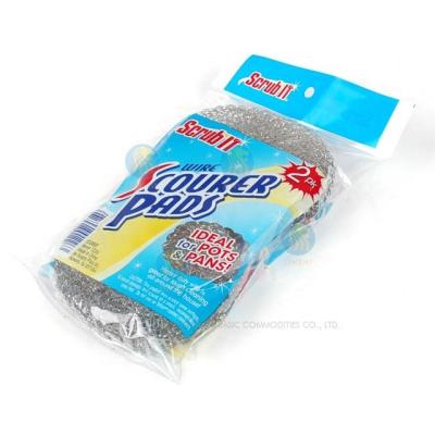 China 18g*2pcs Galvanized Scourer Mesh Pot Clean Ball Zinc Coated Scrubber Scrubbing Pad for Kitchen Cleaning for sale