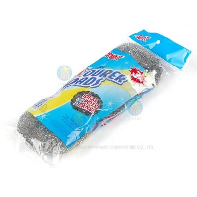 China 18g*3pcs Galvanized Scourer Mesh Zinc Coated Scrubber Pot Clean Ball Scrubbing Pad for Kitchen Cleaning for sale