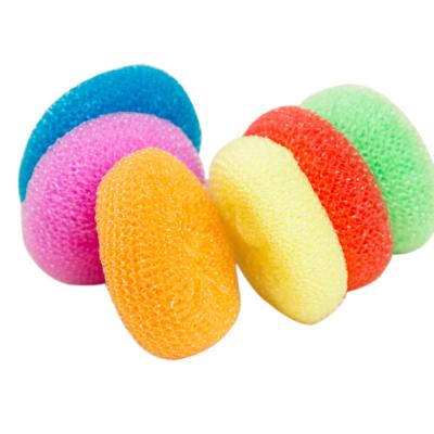 China Individual Package Colorful Plastic Dish Washing Ball Kitchen Bathroom Cleaning Scourer Oil Cleaning Scourer for sale