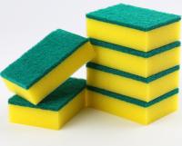 China Double-Side Rectangle Sponge Kitchen Scouring Pad 10pcs Pack, 70×58×40cm Carton Size, Eco-Friendly Cleaning for sale