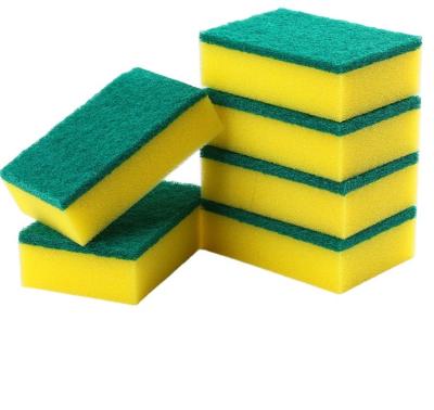 China Double Side Sponge Kitchen Cleaning Scouring Pad Scourer Sponge Non Woven Fabric for sale