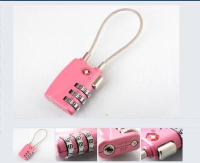 China Cable zinc alloy TSA travel lock& Fashion Design pink Tsa Luggage Lock& 63g Tsa Bag Number Lock for sale