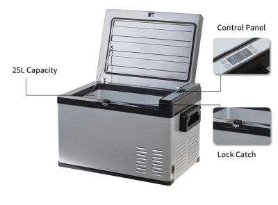 Cina Congelatore per auto solare da 25L per campeggio Congelatore a porta singola Refrigeratore portatile a doppia corrente in vendita