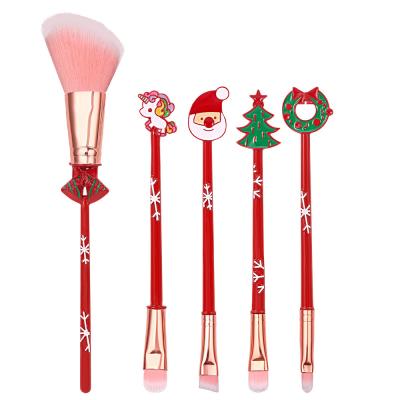 China Christmas Makeup Brushes Set Metal Handle Eyeshadow Eyebrow Powder Cosmetic Tools for sale