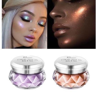 China Face Highlighter Jelly Gel Mermaid Eyeshadow Glow Body Glitter Festival Makeup iluminador Gold Liquid Highlighter Pink Bronzer for sale