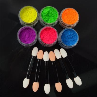 China 6 colors Mix/set Neon Loose Powder Eyeshadow Pigment Matte Mineral Spangle Nail Powder Make Up Shimmer Shining Eye Shadow for sale