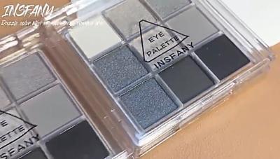China 9 Colors Silver Eyeshadow Palette Black Smokey Matte Glitter Eyeshadow Palette Smoky Eye Shadow Eye Pigments Palette for sale