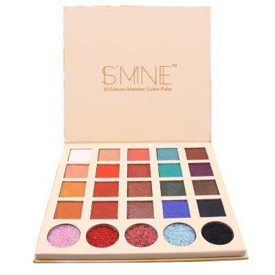 China Birthday Gift Easy Coloring 25 Color Long Lasting Eyeshadow Palette Waterproof Vegan Cosmetics Makeup Eyeshadow Palette for sale