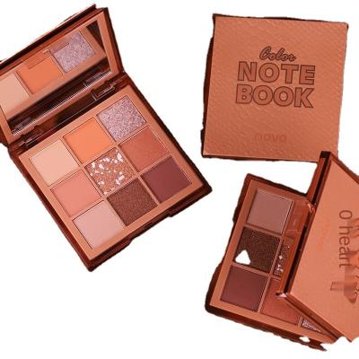 China New Product Colorful notebook nine color eye shadow plate earth matte pearlescent sequins powder makeup plate for sale