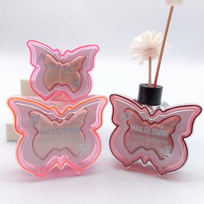 China Hot Selling  Make Up Wholesale Cosmetics Cosmetics Single Highlight Powder Butterfly Girls Makeup Highlighter for sale