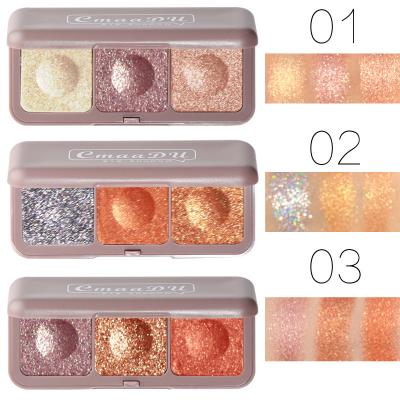 China Makeup sets cosmetics 3 Color Eyeshadow Palette Parties Glitter Luminous Pearl Eye makeup cosmetic  Eye shadow Eyeshadow for sale