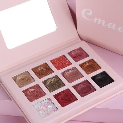 China 2021 Birthday Gift Arrival 12 Color Eyeshadow palette highly pigmented pink eyeshadow palette waterproof for sale