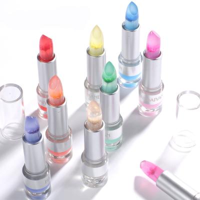 China Jelly Flower Temperature Change Lipstick Nourishment Long-Lasting Colorful Lip Balm Pink Transparent Lip Plumper for sale
