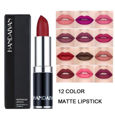 China 12 Colors Velvet Matte Lipstick Persistent Coloring Lip Glaze Waterproof Moisturizing Lipstick for sale