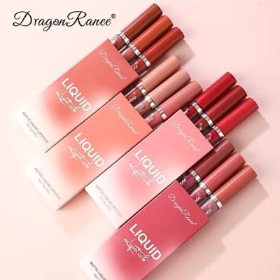China Hot  3Pcs Sexy Liquid Lipstick Set Matte Velvet Lip Gloss Milk Tea Bean Paste Lip Glaze Moisturize Long Lasting Lip Cosmetic Kit for sale