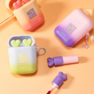 China New 2 packs of Velvet Foggy Surface Matte Liquid Lipstick airpods earphone shape Lip Gloss set for sale