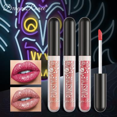 China Halloween Lip Gloss Glaze Pearl Light Glitter Shiny Lips Makeup Set Box Non-stick Cup Lipstick for sale