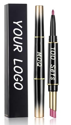 China Pretty Wholesale Custom Private Logo  Double Headed Waterproof Long Lasting Lipstick Lip Liner Pencil for sale