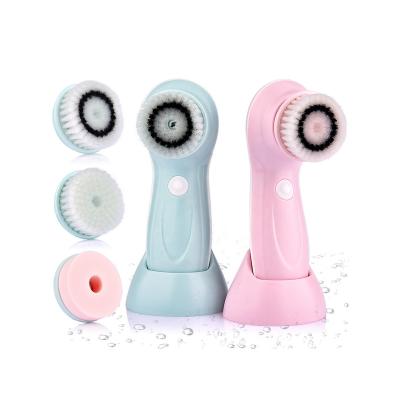 China Wholesale rechargeable facial cleansing brush electric face cleanser spin massager with 3 rotating heads for sale