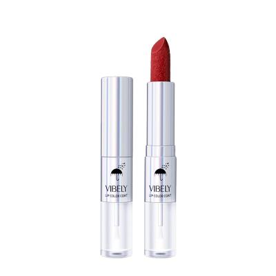 China New Arrival Long Lasting Double-Headed Lipstick Raincoat Prevent Lipstick From Falling Off 2 in1 Lipstick for sale