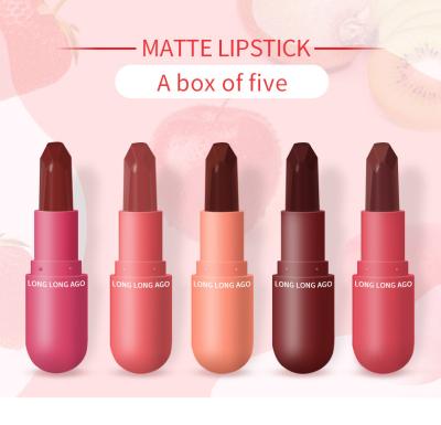 China Best Quality Easy Coloring Water-Resistant 5 Colors Lipstick Set Matte for sale