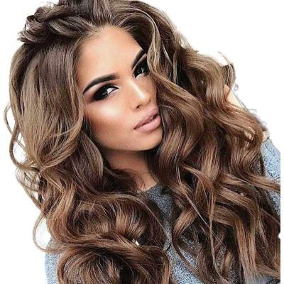 China Amazon Hot Style Wig Big Mixing Brown Curly Hair Waves Curly Heat Resistant Fiber Synthetic Blonde Hair Wigs for sale