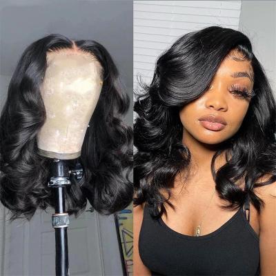 China 180 Density Pre Plucked Body Wave 13x6 Short Bob Wig 13x4 Lace Front Human Hair Brazilian Remy 4x4 Closure for sale