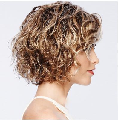 China Fashion Gold Brown Mixed Color Pear Hair Wig Girl Women 30cm Short Hair Wigs for sale