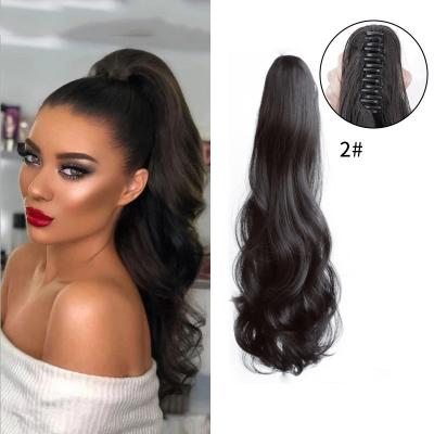 China Hot Selling Hair wigs full lace human  24 inches Long Curled Clip Ponytail human hair Wig Big Waves for sale