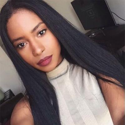 China Hot selling  curly wig women wig natural black center point bangs long straight hair wig headgear for sale