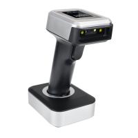 China LED Display Handheld Bluetooth Barcode Scanner Wireless 1D 2D Barcode Scanner Black With Charging Base for sale